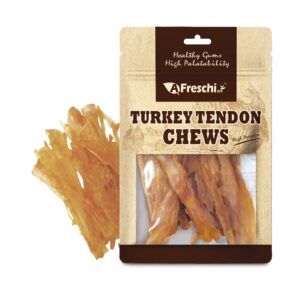 afreschi turkey tendon for dogs, dog treats for classic series, all natural human grade dog treat, suitable for training chew, ingredient sourced from usa, rawhide alternative, flake