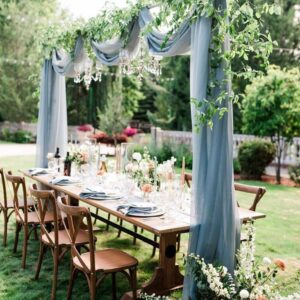 Baby Blue 5 Yards Chiffon Fabric Continuous Sheer Drapery for Rustic Wedding Party Arch Backdrop