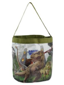 jurassic world dinosaurs collapsible nylon basket bucket tote bag (one size, green)