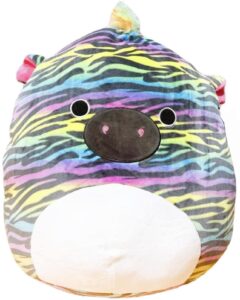 squishmallow kellytoys - 8 inch (20cm) - safiyah the rainbow zebra - colourful squad