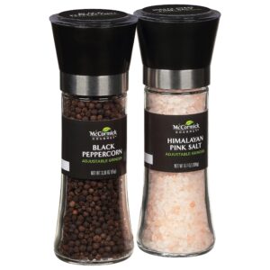 mccormick gourmet himalayan pink salt and black peppercorn adjustable grinder set, 10.06 oz