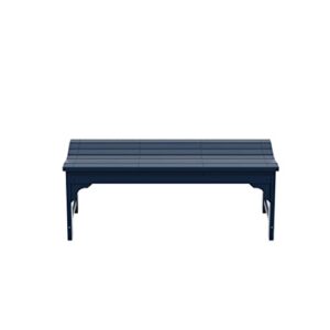 westintrends malibu outdoor bench, all weather resistant poly lumber backless patio garden bench, adirondack curved bench seat for comfort, navy blue