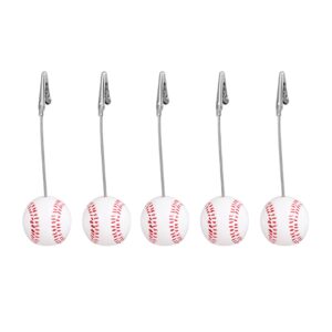 nuobesty baseball place card holders, mini baseball base table number holders metal note clamps photo stands message clips for sports wedding party supplies 5pcs