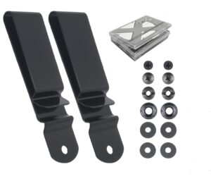 ckx-12 heavy-duty black metal belt clip, fits up to 1.75” belt attachment for iwb/owb kydex/leather knife sheath and gun holsters. sets of 2, 4 and 10 units w/mounting hardware (6 parts each) (2)