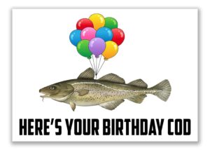 picture this prints birthday cod funny birthday card - fishing birthday card, fish birthday card, cod fish, pun cards with envelope, birthday card for fisherman - greeting card (5x7”)