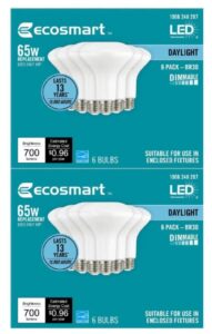 led technology ecosmart 65-watt equivalent br30 dimmable led light bulb daylight (12-pack)