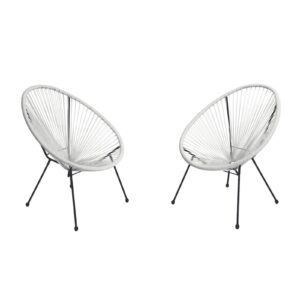 kingmys acapulco patio chair all-weather weave lounge chair patio sun oval chair indoor outdoor chairs egg chairs patio furniture acapulco chair (2 pcs, white)