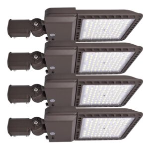 2 pack 300w led parking lot lights adjustable slip fitter,outdoor lighting with dusk to dawn,39000lm,ip65 waterproof,5000k,led street shoebox pole lights,110-277v for commercial lighting etl listed