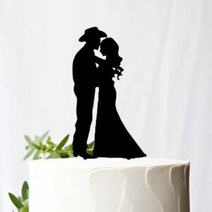 cowboy wedding cake topper,country western wedding cake topper,western cake topper,bride and groom cake topper,cake topper for wedding, personlized bride and groom silhouette cake topper.