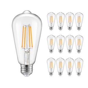 winsaled 12 pack dimmable led light bulbs 40 watt, vintage e26 edison bulbs, 2700k soft warm white led bulbs 40w, antique filament decorative light bulbs for light fixtures