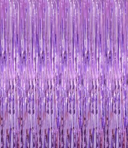 shiny light purple fringe curtain - 2pcs 3.2ft x 8.2ft metallic tinsel foil party streamers | photo booth backdrop props for birthday wedding bridal shower baby shower bachelorette party decor