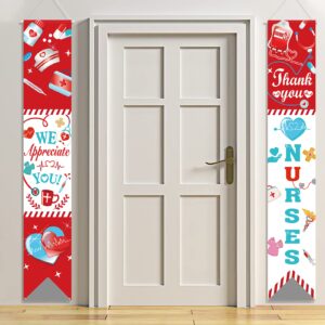 howaf happy national 2024 nurses day decorations banner, thank you nurse porch sign for nursing appreciation week party decorations, front door banner for nurses day,rn graduation party decorations