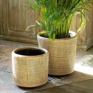 Park Hill Collection ECW16003 Woven Rattan Plant Basket, 12"