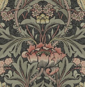 nextwall acanthus floral peel and stick wallpaper (charcoal & rosewood)