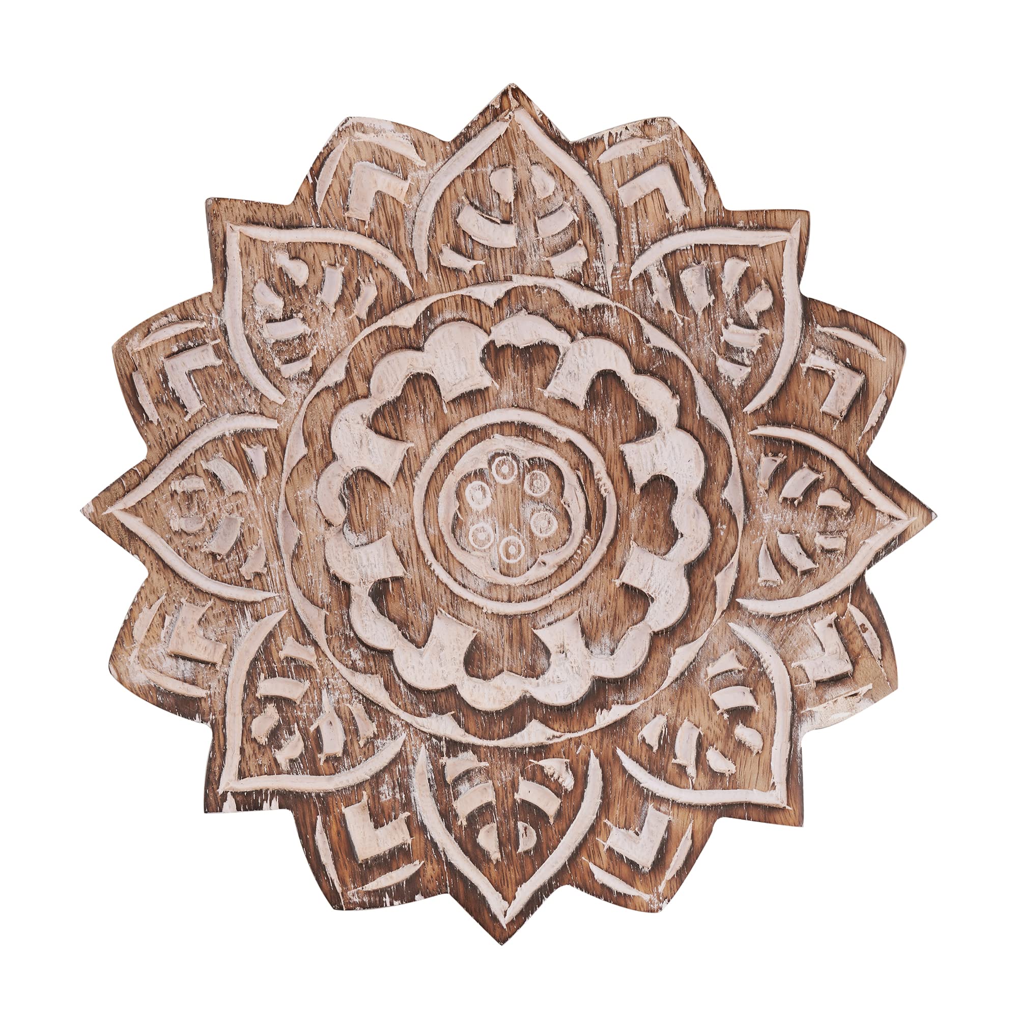 Set of 2 Wooden Trivets for Hot Dishes Pots and Pans Tea Pot Holders Nonslip Heat Resistant Kitchen Counter Accessories 8" Diameter Mandala Design (Design 2)