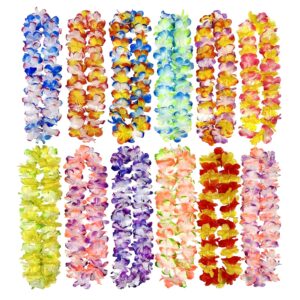 freshdear 12 counts hawaiian leis bulk,leis for luau party,hawaiian leis for adults,beach party favors for adults,summer beach vacation,theme party decorations