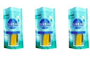 durkha himalayan cheese chews for dogs | natural long lasting dog chew made from yak or and cow milk | great for aggressive chewers | does not stain carpets or furniture. (3 pack)