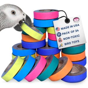 super bird creations sb1155 fatty bagels - durable cardboard core bird toy components, ideal for parrots, chewing and play, perfect refill for sb1107 bagel cascade - bird-safe paper, pack of 24