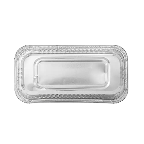 Restaurantware Foil Lux 12.5 x 6.5 Inch Loaf Foil Pans 25 Oven-Ready Foil Trays Lids Sold Separately 1/3 Third-Size 5 LB Silver Aluminum Disposable Baking Pans Freezable