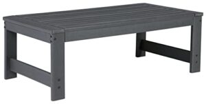 signature design by ashley amora outdoor hdpe patio coffee table, charcoal gray