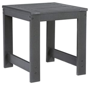 signature design by ashley amora outdoor hdpe patio end table, charcoal gray