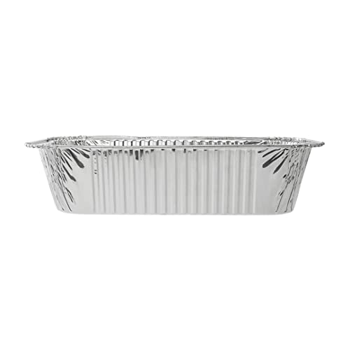 Restaurantware Foil Lux 12.5 x 6.5 Inch Loaf Foil Pans 25 Oven-Ready Foil Trays Lids Sold Separately 1/3 Third-Size 5 LB Silver Aluminum Disposable Baking Pans Freezable