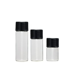 labzhang 100 pcs glass vials with screw caps, small liquid sample vial, leak-proof vial (5ml, clear)