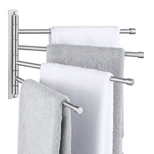 kes bathroom towel bar 13.8 inch swing arm wall mount swing out 4-arm towel holder, sus304 stainless steel brushed finish, a2102s4-2