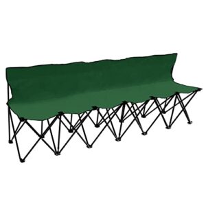 trademark innovations portable 6-seater folding team sports sideline bench with back (dark green)