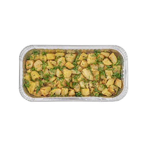 Restaurantware Foil Lux 12.5 x 6.5 Inch Loaf Foil Pans 25 Oven-Ready Foil Trays Lids Sold Separately 1/3 Third-Size 5 LB Silver Aluminum Disposable Baking Pans Freezable