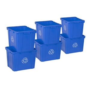 cx 14 gallon recycling bin, indoor/outdoor, stackable (6-pack)