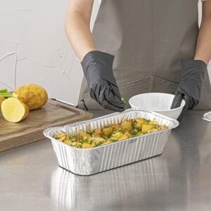 Restaurantware Foil Lux 12.5 x 6.5 Inch Loaf Foil Pans 25 Oven-Ready Foil Trays Lids Sold Separately 1/3 Third-Size 5 LB Silver Aluminum Disposable Baking Pans Freezable