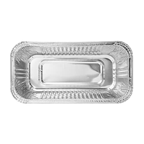 Restaurantware Foil Lux 12.5 x 6.5 Inch Loaf Foil Pans 25 Oven-Ready Foil Trays Lids Sold Separately 1/3 Third-Size 5 LB Silver Aluminum Disposable Baking Pans Freezable