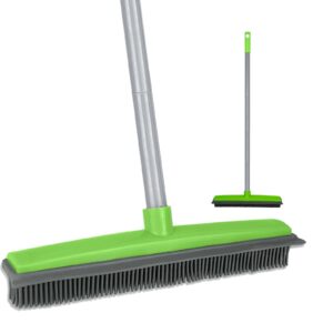 rubber broom pet hair remover, silicone brooms for floor cleaning, tile, windows, carpet squeegee with telescoping handle, extends from 31 inch to 58 inch, perfect for sweep, scrap