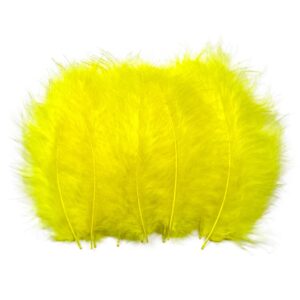 200pcs 4-6 inches fluffy turkey marabou feathers for crafts dreamcatcher fringe trim colored feathers accessories pack (yellow)