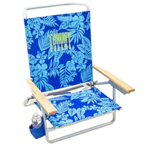 tommy bahama 5-position lay flat cup holder and towel bar beach chair, 1-pack, floral print