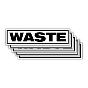 waste flap sticker, self adhesive garbage label for trash cans, wastebaskets & dustbins, 5 pack