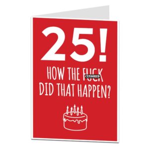 limalima funny 25th birthday card for men & women him & her rude age joke