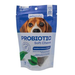 generic petsprefer probiotic soft chews for dogs with 6 probiotic strains + prebiotic supplement to support gut health and digestion - delicious flavor