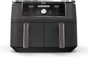 ninja dz401 foodi 6-in-1 10-qt. 2-basket air fryer with dualzone technology, grey (renewed) ad350co