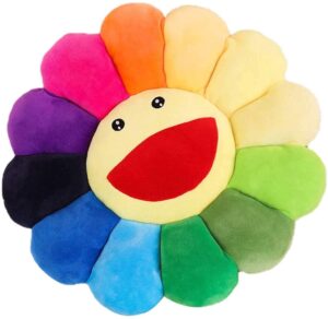 zl ybxdxz plush sunflower throw pillow, smile face floor pillow, colorful sun flower plush toy, home bedroom shop restaurant decor(colorful) (colorful)