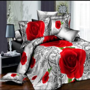 kangrong red rose 3d gorgeous quilt cover printing 4-piece set fashion bedding duvet cover set bedroom duvet cover flat sheet pillowcase (07,200x230 cm)