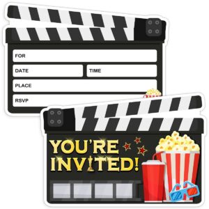 30 movie party invitations with envelopes - perfect for movie theme party, hollywood party, red carpet party, movie birthday party supplies