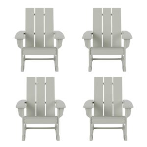 wo home furniture patio rocking chair set of 4 pcs modern outdoor hdpe uv weather resistant (sand)