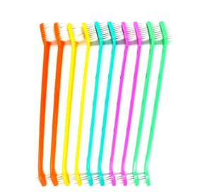 easya double headed pet dog toothbrush for small dogs/soft bristles puppy long handle tooth brush dogs teeth cleaning/bulk toothbrushes dental & oral care… (mixed10)