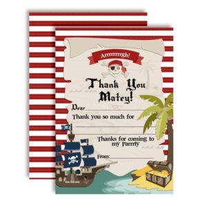 pirate treasure map birthday thank you notes, ten 4" x 5.5" fill in the blank cards with 10 white envelopes by amandacreation