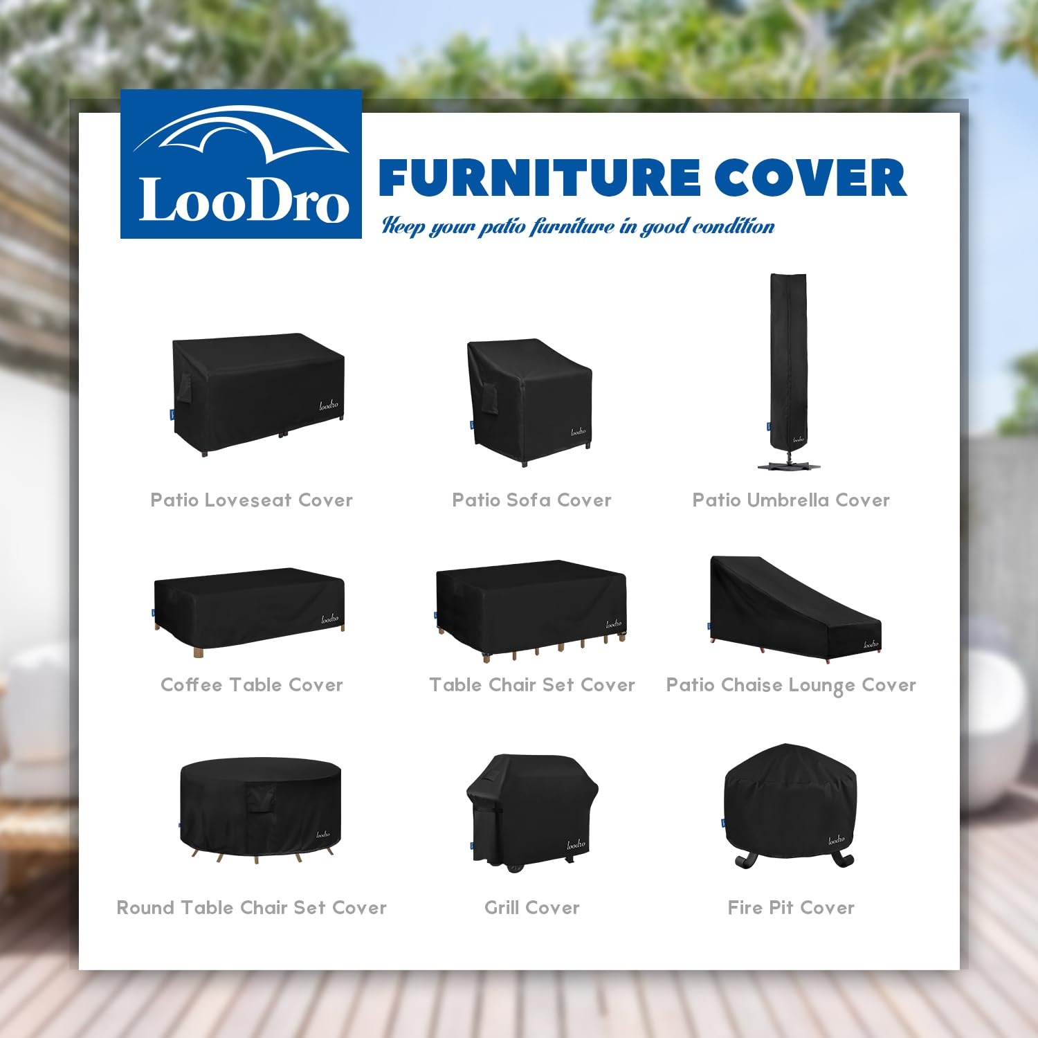 LooDro Patio Loveseat Covers, Outdoor Furniture Cover Waterproof, Heavy Duty 600D 90" W x 42" D x 32" H, Outdoor Sofa Cover with Air Vent