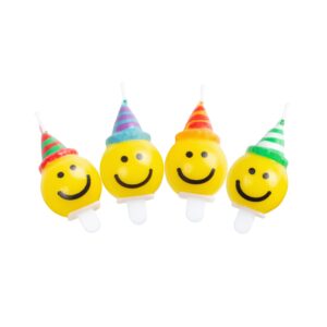 bokin smiley face birthday candles, 4pcs cute smile face candles one happy dude birthday cake candles toppers for birthday party wedding anniversary valentines day christmas festival