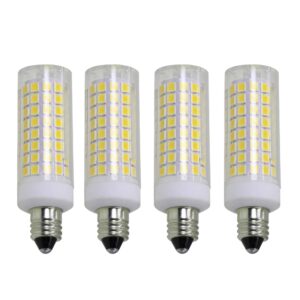 etht e11 led bulb 75w 100w halogen bulbs replacement, jd t4 e11 mini candelabra base 110v 120v 130 voltage input light bulbs, pack of 4 (e11 6000k), daylight white