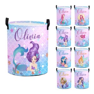 custom mermaid laundry basket personalized girls laundry basket with name customized laundry hamper for girl kids baby (style 01)